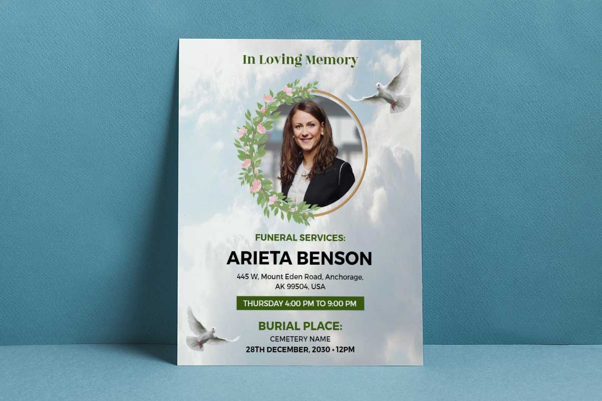 Funeral Announcement Flyers for Funeral Homes | DesignWiz